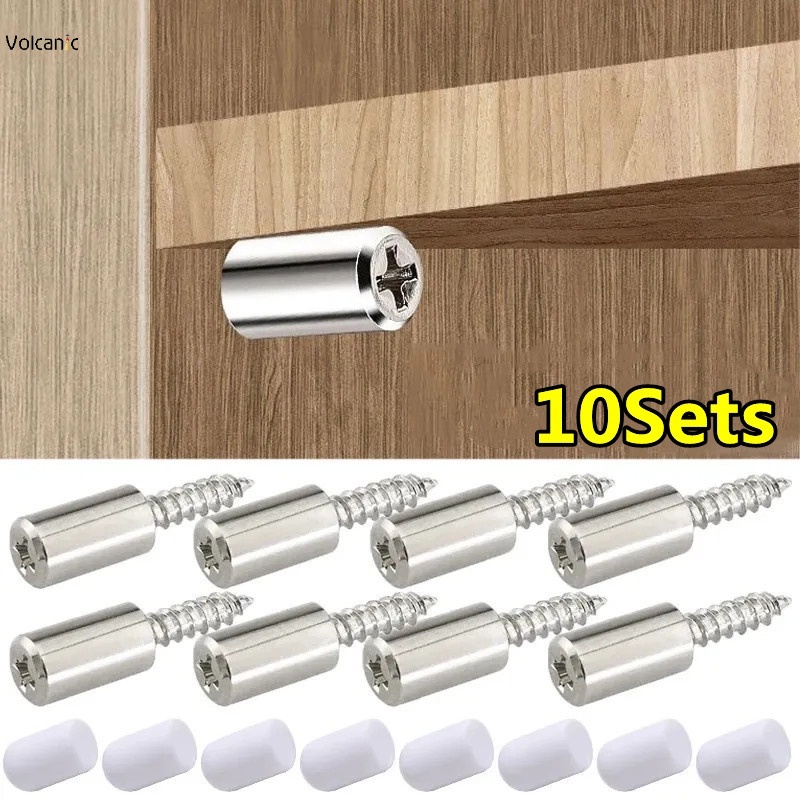 10Sets Self-tapping Screws Cabinet Bracket Laminate Support Glass Studs ...