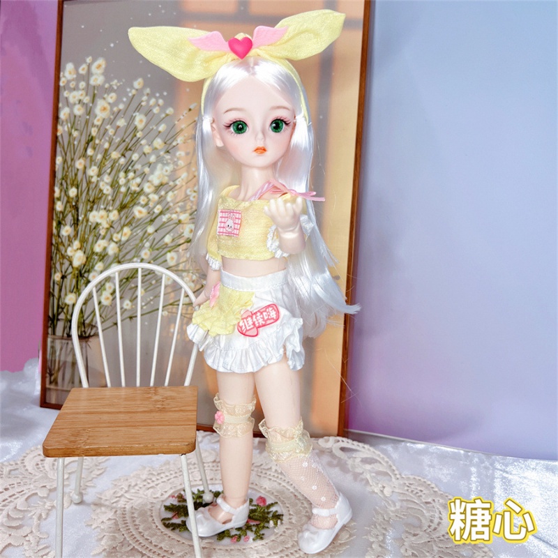 New 1/6 30cm BJD Fat Doll Girl Activity Joint Comic Face Set Girl Dress ...