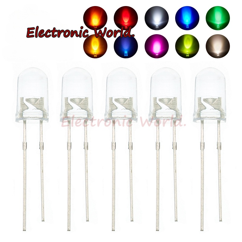 100pcs 5mm LED Light Emitting Diode Kit Warm white Red Blue Green UV ...