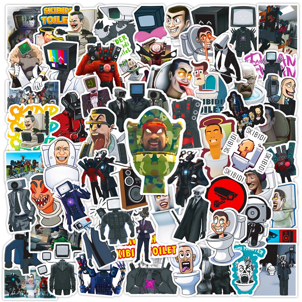 100 Sheets toilet Man and Monitor skibidi toilet Game Sticker Water Cup ...
