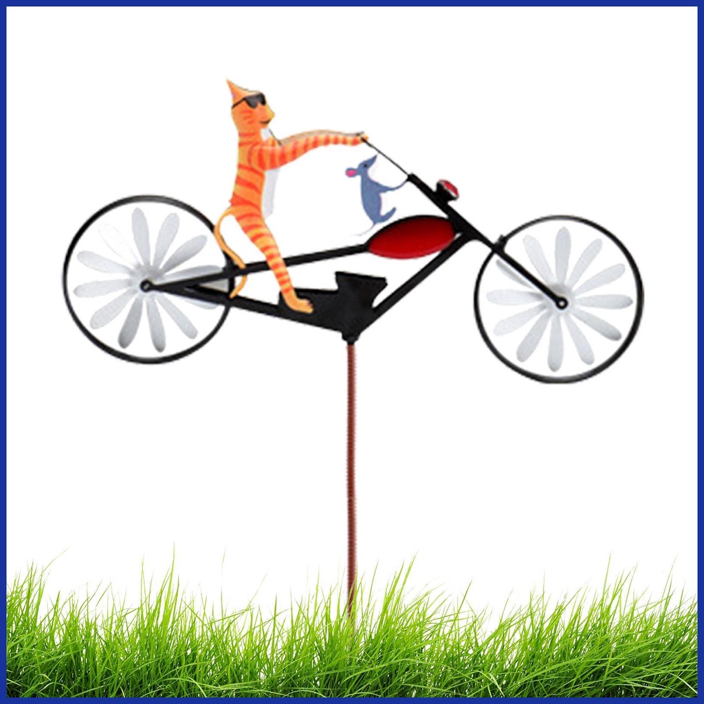 Cycling Animals Wind Spinner 3D Colorful Cat Frog Windmill Hand Welded ...