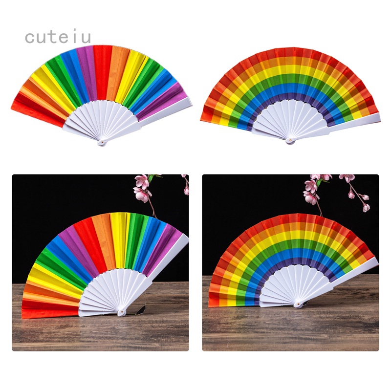 CUTEIU Rainbow LGBTQ Folding Portable Hand Fan For Pride Month Parade ...