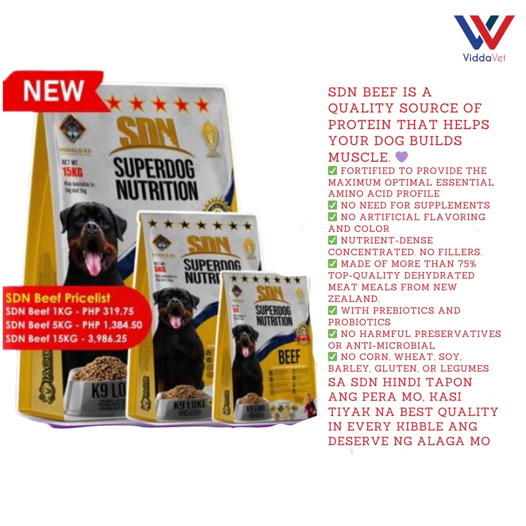 1kilo SDN BEEF Flavor Superdog Nutrition by Manalo k9 | Shopee Philippines