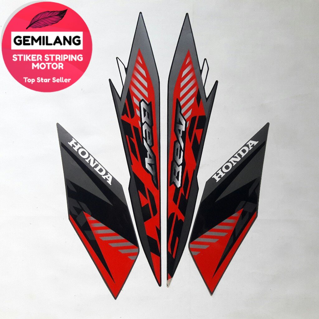 MERAH HITAM Striping Decal Polet Sticker beat led esp fi cbs 2023 black ...