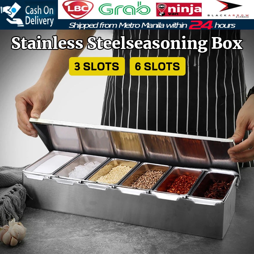 3-6 Section Stainless Seasoning Box for Spice Sauce Salt Storage ...