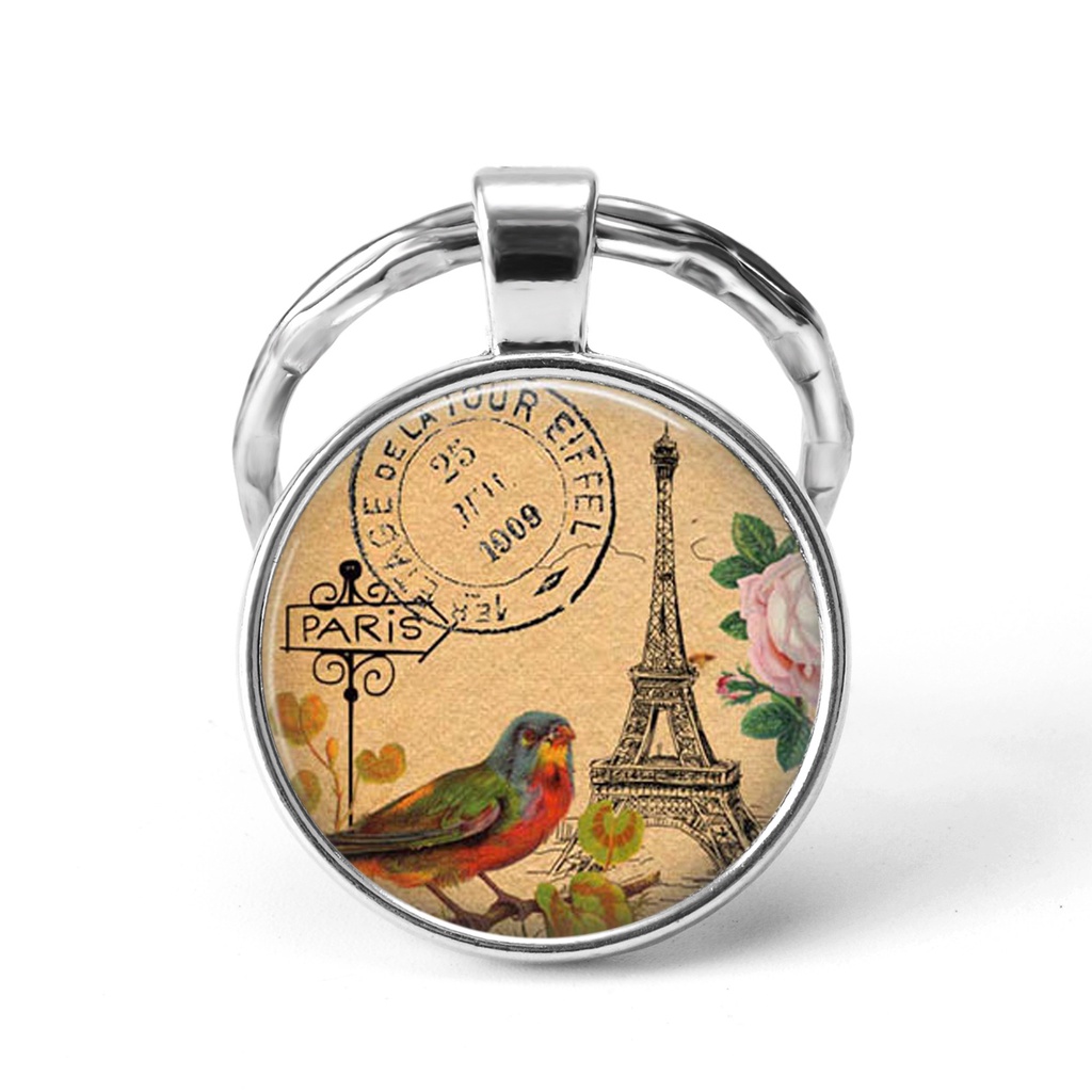 2023 New Fashion Paris Stamp Key Chains Eiffel Tower Dame Cathedral ...