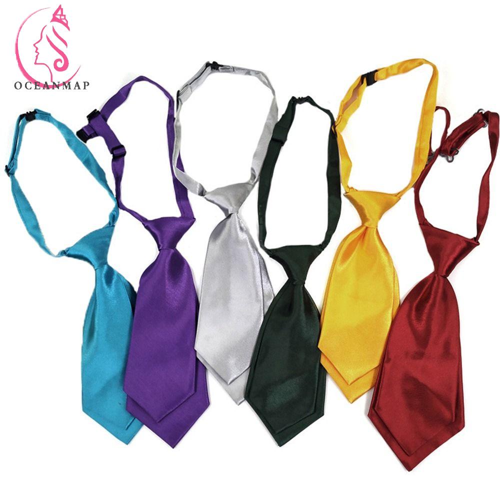 OCEANMAP Small Necktie Casual Neck Tie Simple For Kids Solid Color For ...