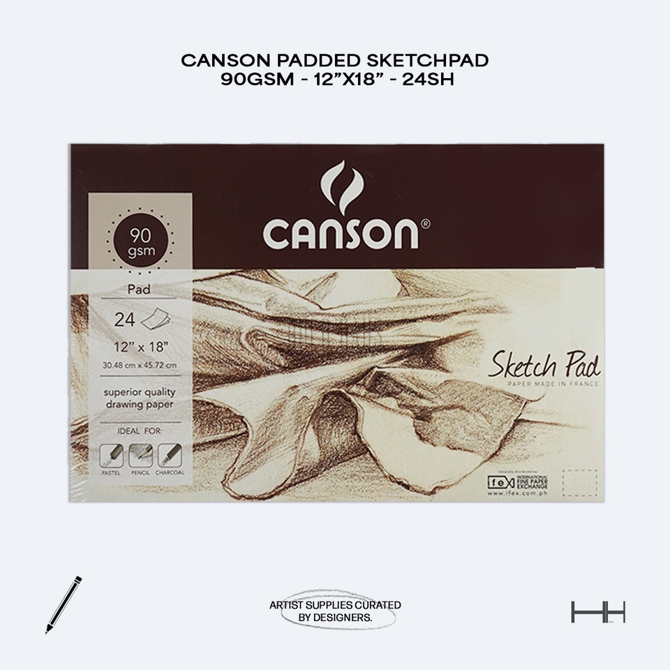 Canson Sketch Pad 12x18-in, 90gsm (24 sheets, 50 sheets) | Shopee ...
