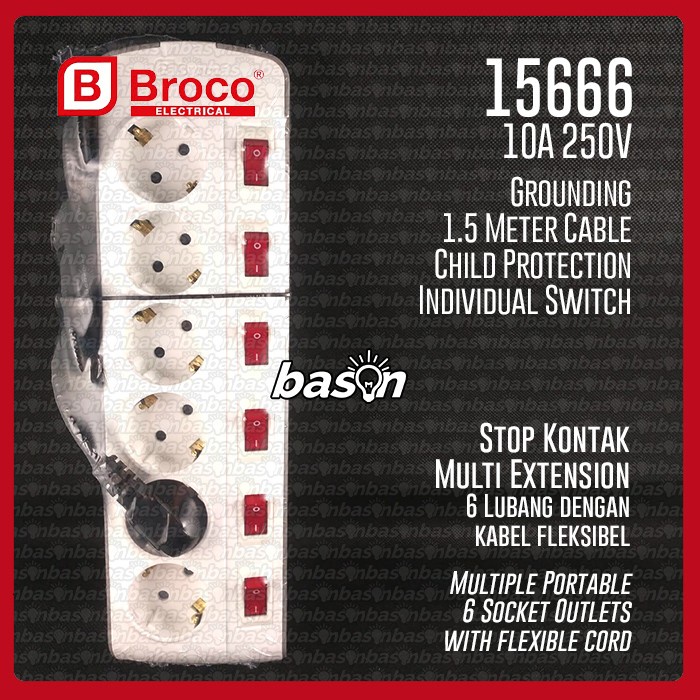 Broco 15666 6 Hole Slanting Ground Socket + 1.5 Meter Cable ...