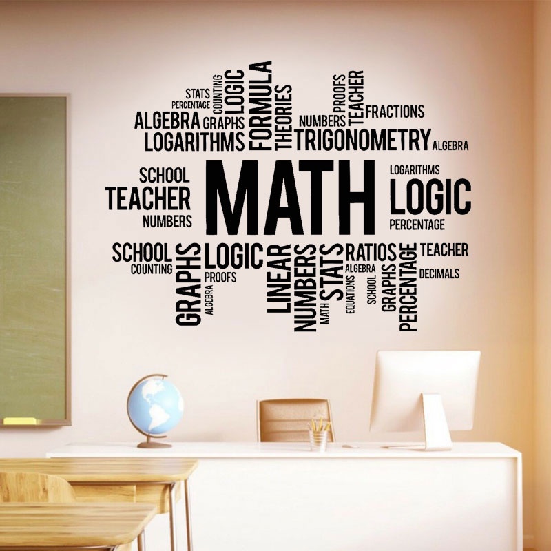 School Math Words Cloud Art Wall Sticker Vinyl Classroom Decoration ...