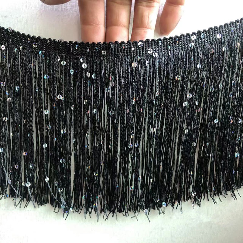 【1 Yard】Multicolor Paillette Tassel Fringe Wide Trimmings Lace Trim ...