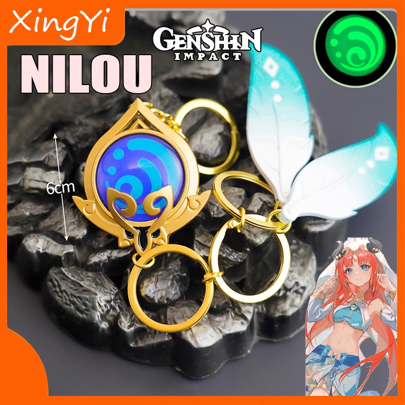 20CM Game Genshin Impact Luminous Keychain Metal Vision Nilou Double ...