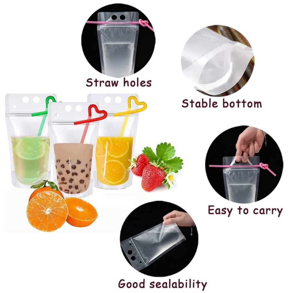 10/50 Pcs Drink Pouches Juice Bags Reusable Drink Pouches Party ...