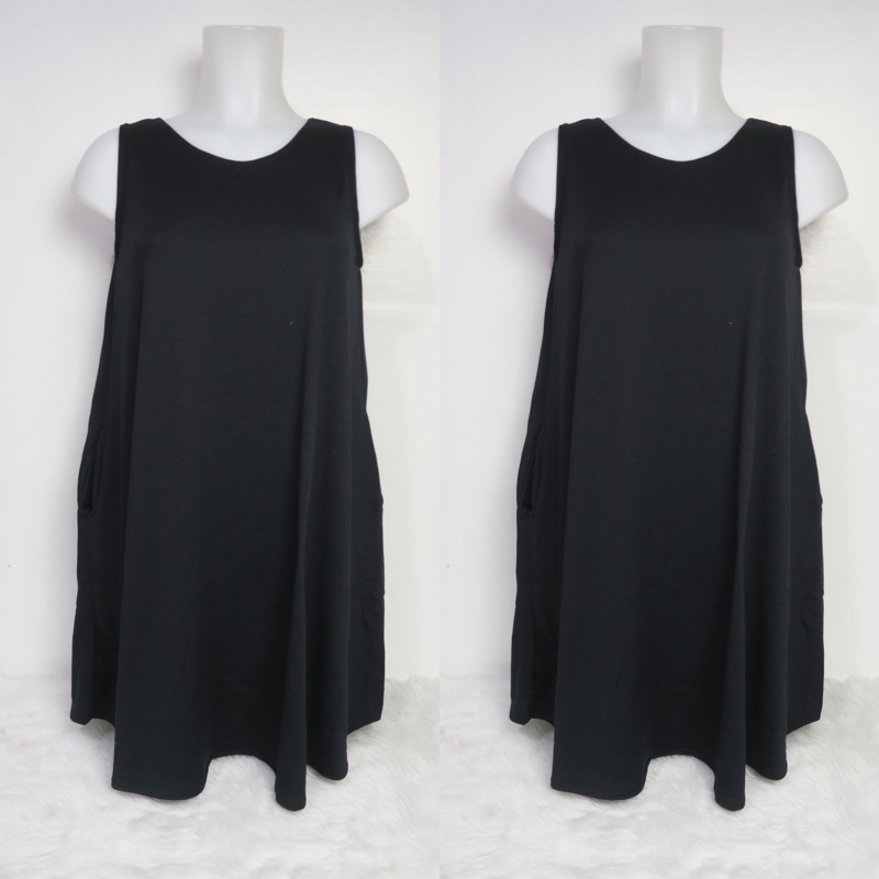Plus Size Plain Regular Sleeveless Sando Dress With Pockets|Fits M to ...