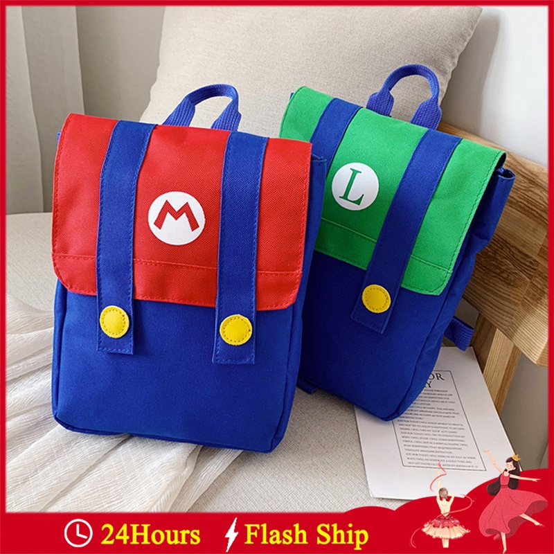 Super Mario School Bag For Kids Girl Boy Red Green Nylon Primary ...