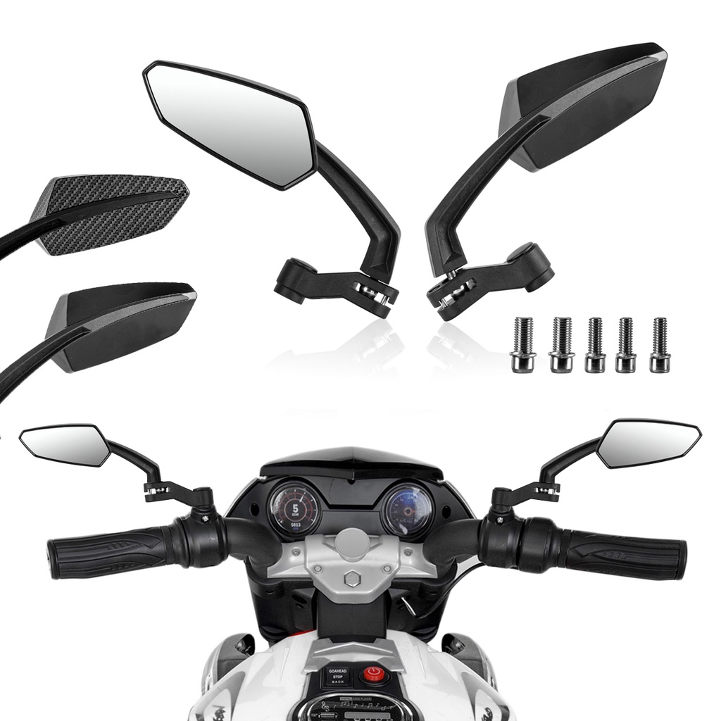 Side Mirror Carbon Black Design Universal Rear View with 8/10mm Bolt ...