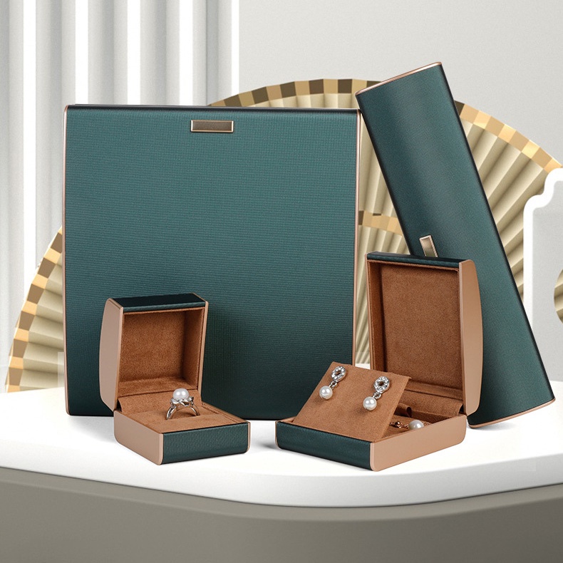 High-end Jewelry Box Curved Pu Leather Microfiber Jewelry Set Box Ring ...