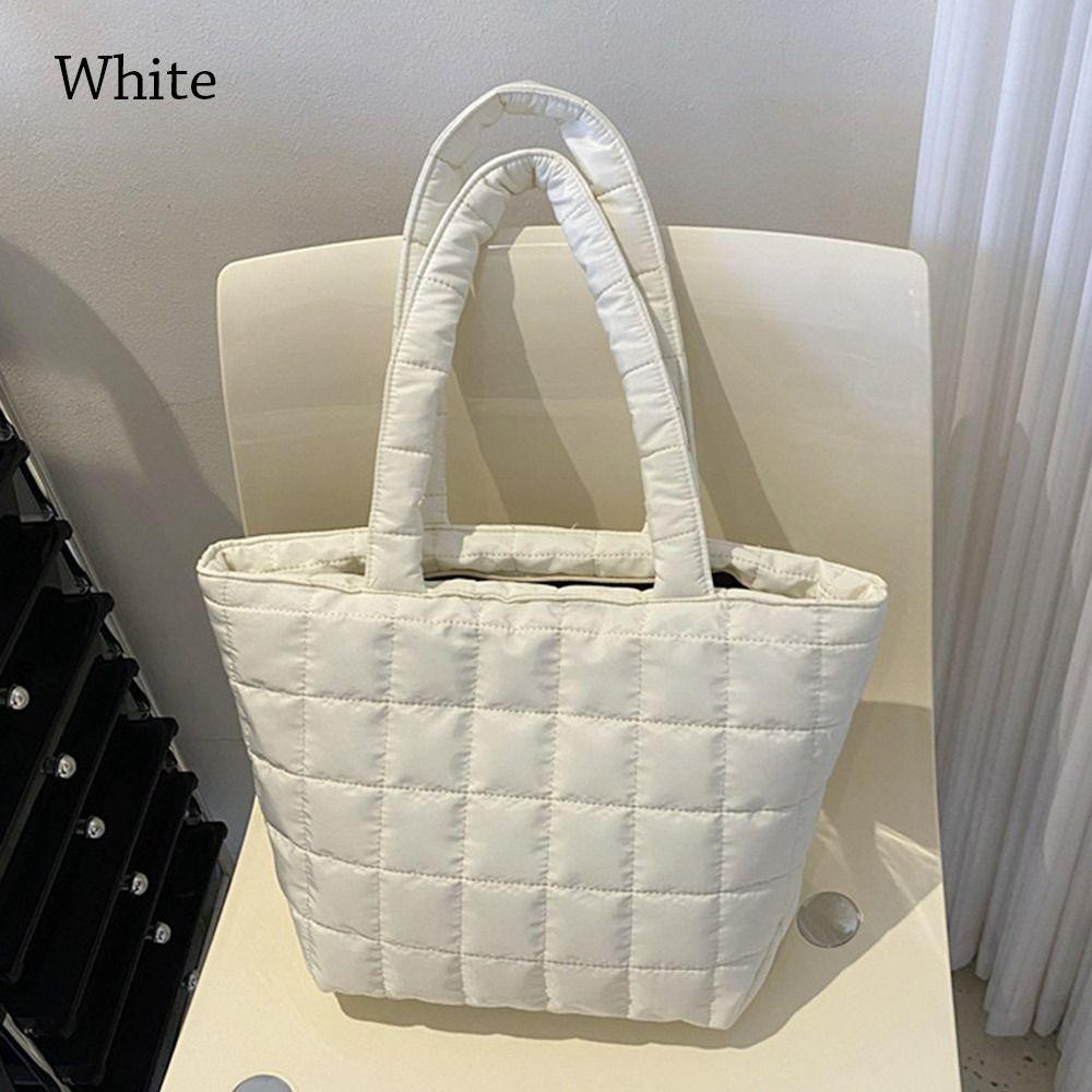 DAPHNE Cotton Padded Handbags, Solid Color Large Capacity Quilted Tote ...