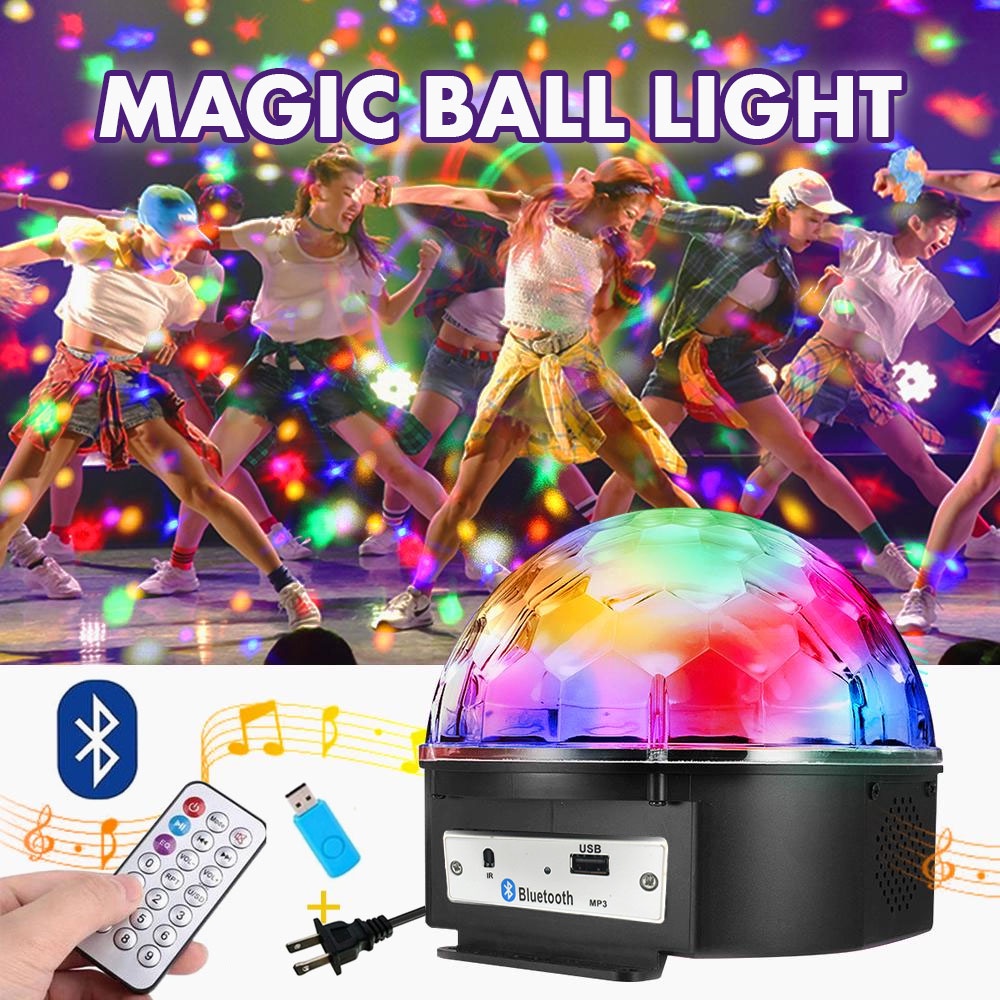MS Crystal Magic Ball Light Party Auto Rotating StageLight w/ Stand LED ...