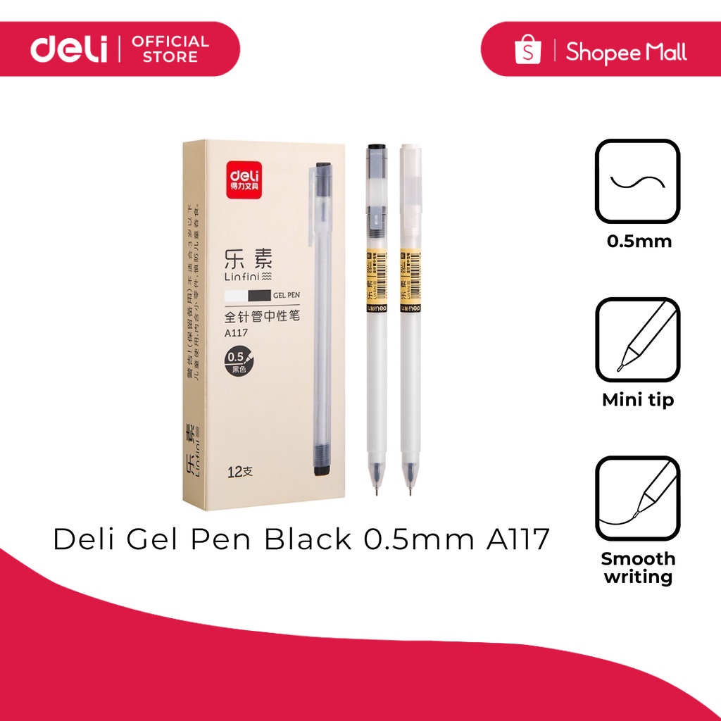 Deli A117 Gel Pen Black 0.5mm | Shopee Philippines