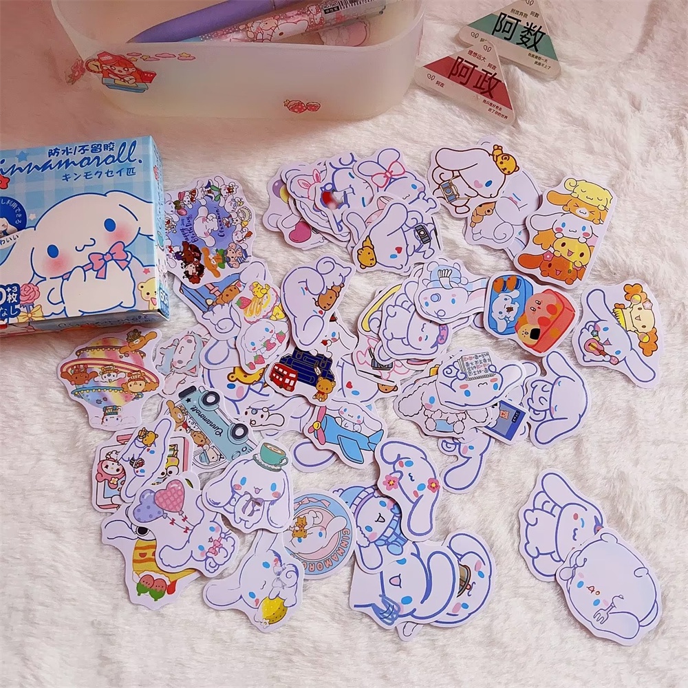 60pcs Sanrio Cartoon Sticker Hello Kitty Kuromi Cinnamoroll Pochacco