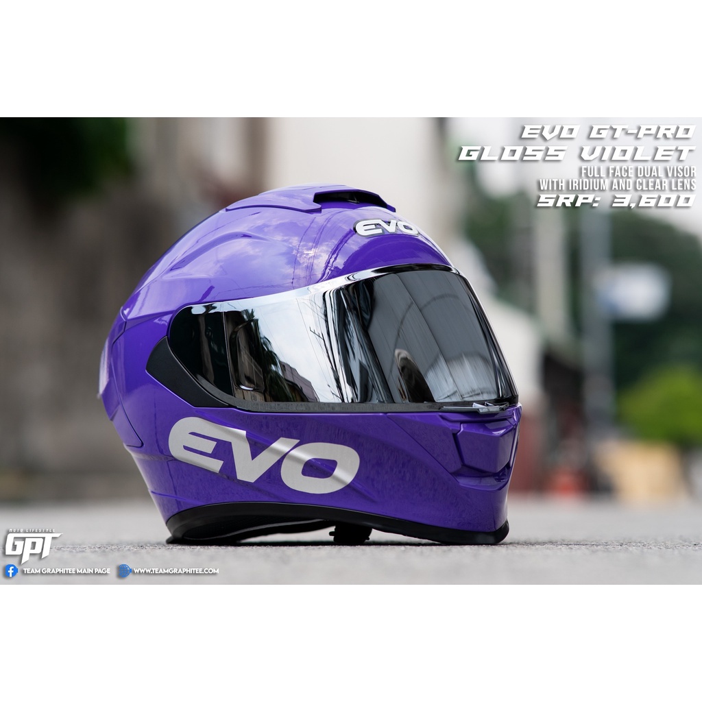 EVO HELMET GT PRO GLOSS VIOLET (SILVER) with CLEAR LENS | Shopee ...