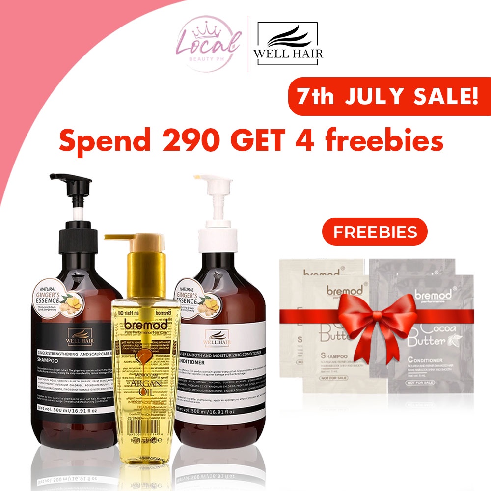Well Hair Ginger's Shampoo&Conditioner 500ml + Bremod Argan Oil Serum ...