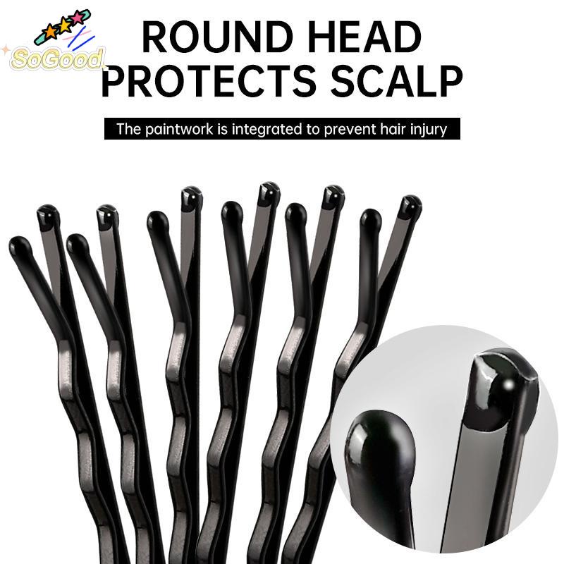 Black Bobby Pins Simple Invisible Flat Wavy Shape Hairpin Bride Girl ...