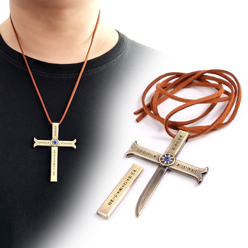 Anime ONE PIECE Necklace Black Rope Hawk Eyes Dracule Mihawk Cross ...