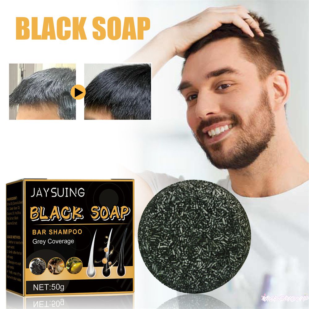 1Pcs Jaysuing Black Hair Soap Hair Darkening Shampoo Bar For Gray Easy ...