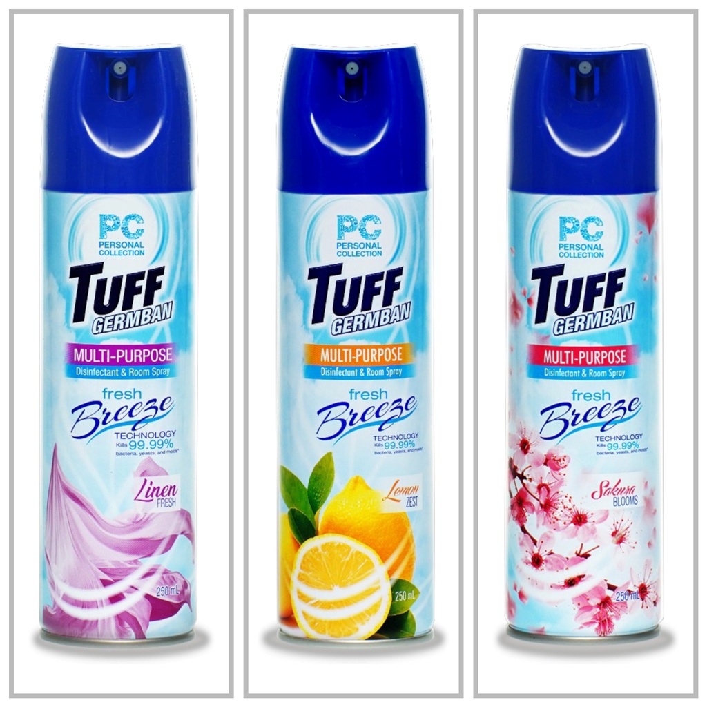 PC Tuff Germban Disinfectant Spray 250ml - Lemon, Linen, Sakura Blooms ...
