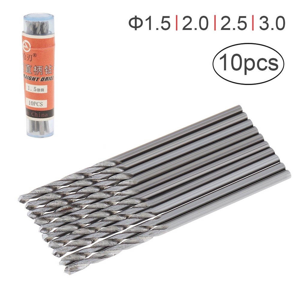 10Pcs 1.5mm 2.0mm 2.5mm 3.0mm Hand HSS Straight Shank Twist Drill Bit ...