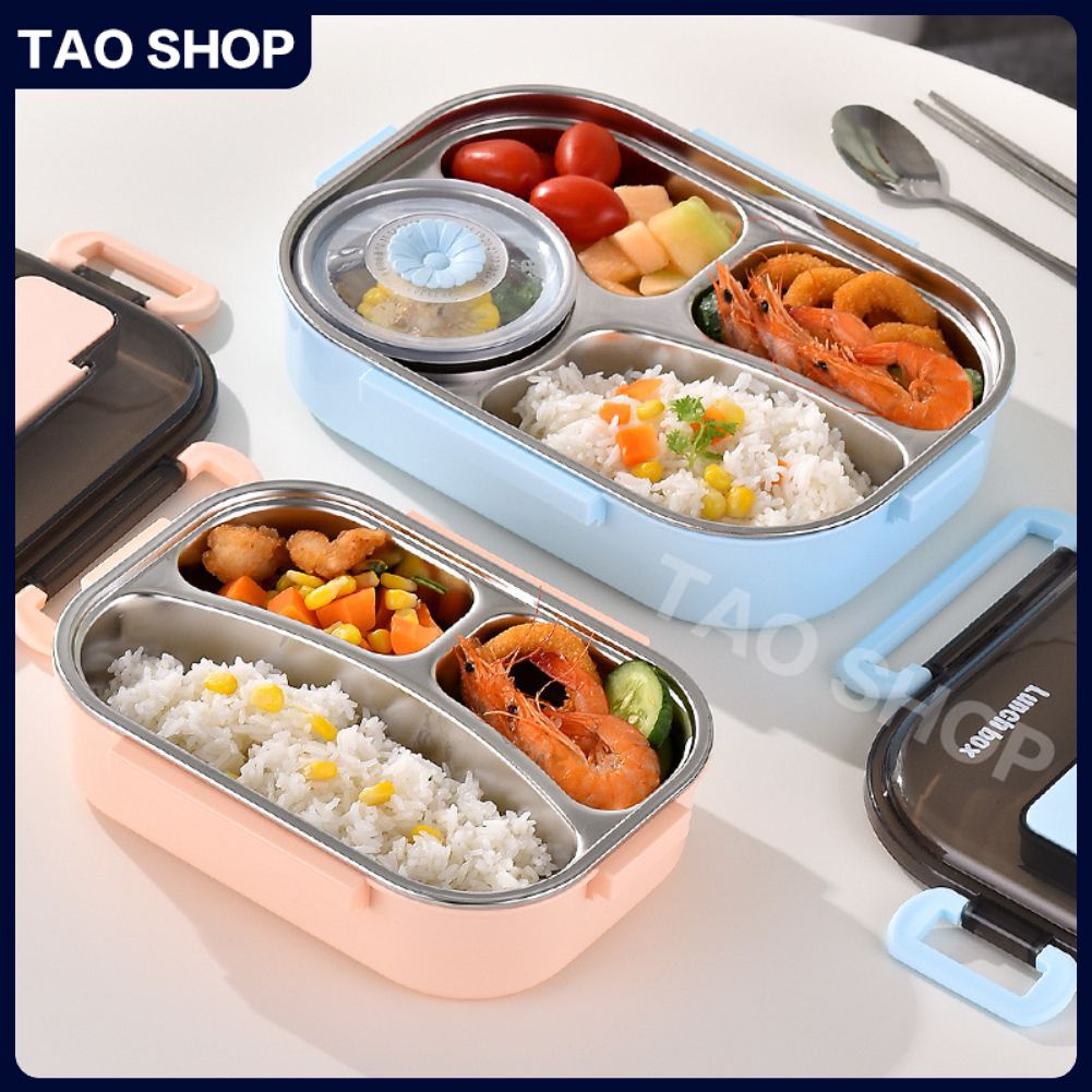 3 grid 304 Stainless Steel Lunch Box With Soup Bowl Leak-Proof Bento ...