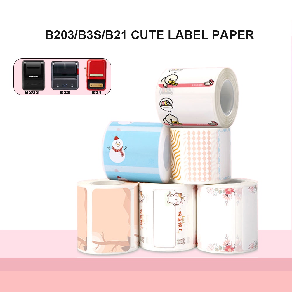 NIIMBOT B21/B203/B3S Label Paper Cute Style Cartoon Animal Series Thermal Label Sticker ...