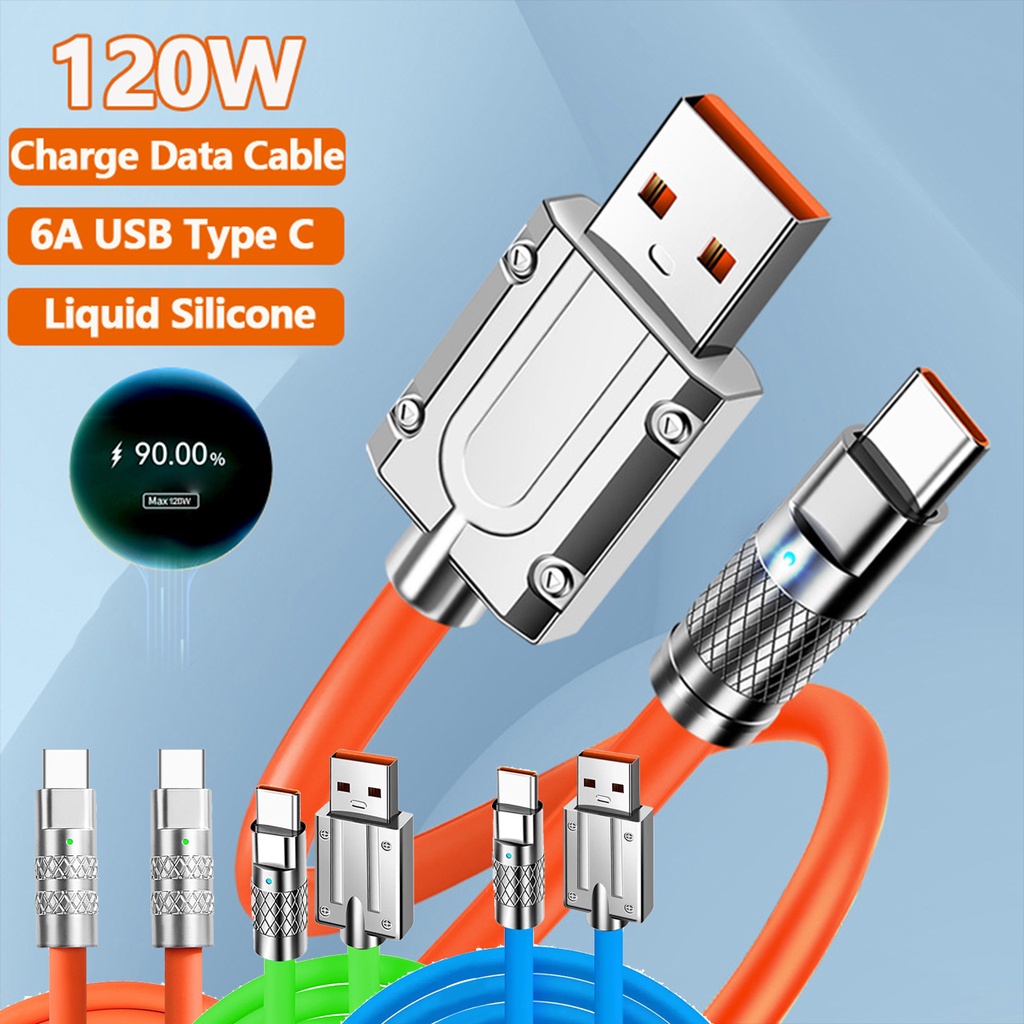 120w 6A Super Fast Charge PD Type-C To TypeC Liquid Silicone Cable ...