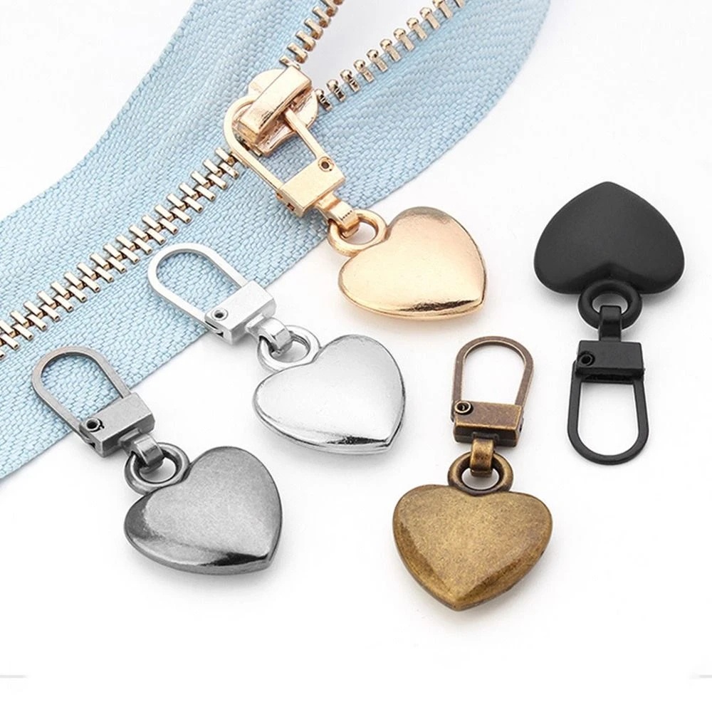 Detachable Metal Zipper Pullers/Heart Shape Zipper Sliders/ Sewing Head ...