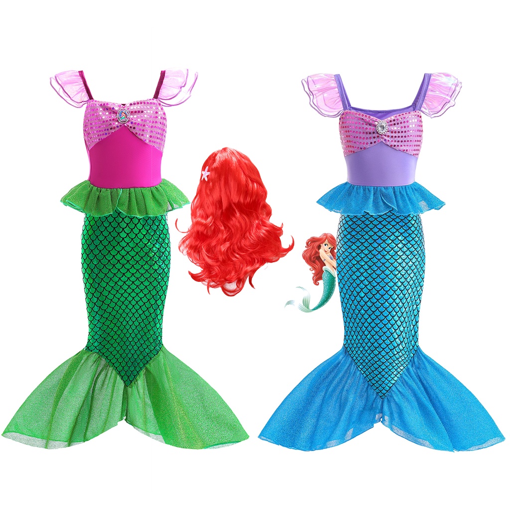 Ariel Mermaid Princess Girls Dress Cosplay Kids Vestidos Costume Party ...