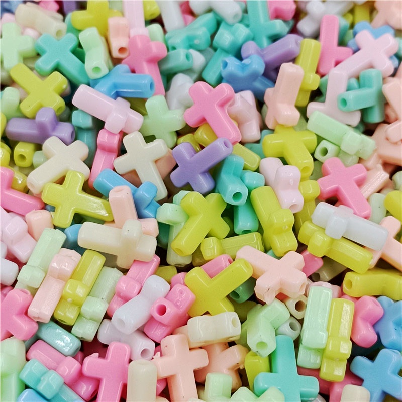 50Pcs Fashion Spring Cream Color Cross Shape Beads DIY Jewelry ...