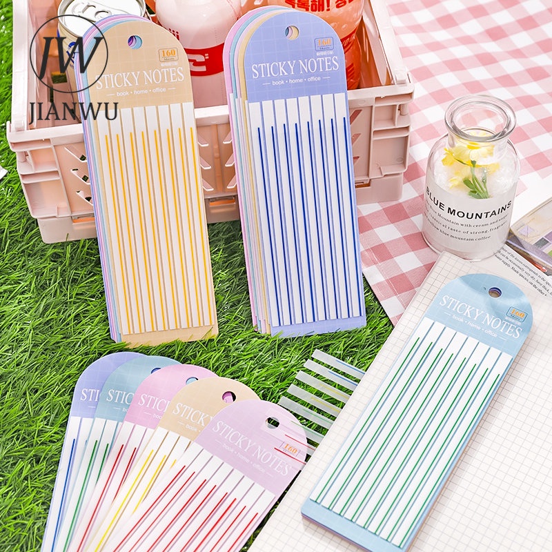 JIANWU 160 Sheets Thin Strip Lined Sticky Notes Creative DIY ...