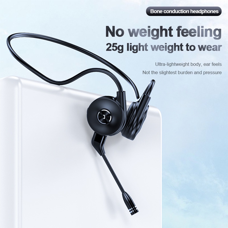 Bone Conduction Bluetooth Earphones with Built-in Microphone and Stereo ...