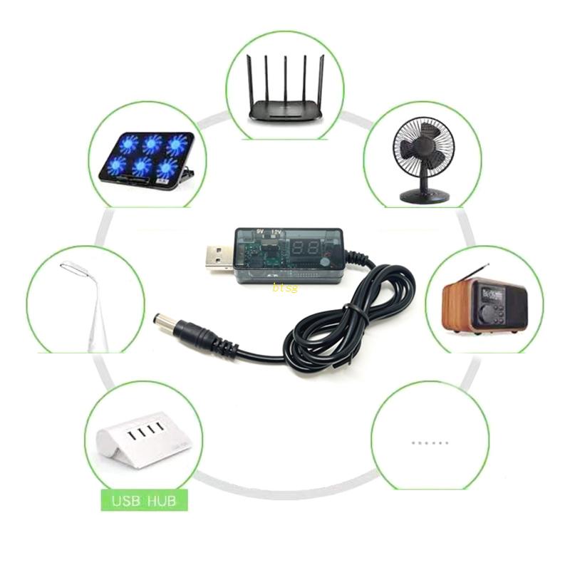 BT USB to DC- Power Cable USB to 8PCS DC-Jack Charging Adapter Cord DC5V to 12V 9V Led Display ...