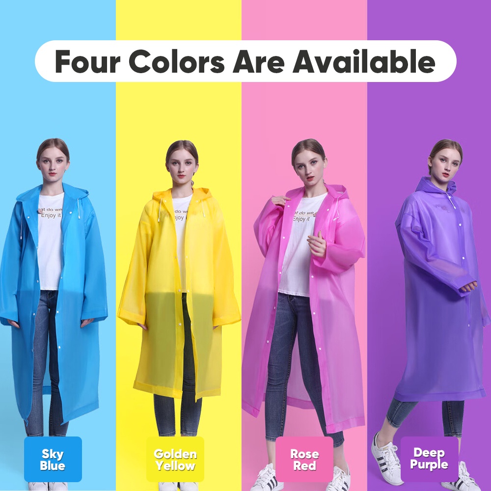 Mitsushi Reusable Raincoat EVA Pocket Rain Coat Adults Emergency Travel ...