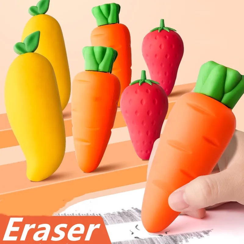 Creative Fruit Eraser Cute Carrot Mango Strawberry Pencil Eraser Gift ...