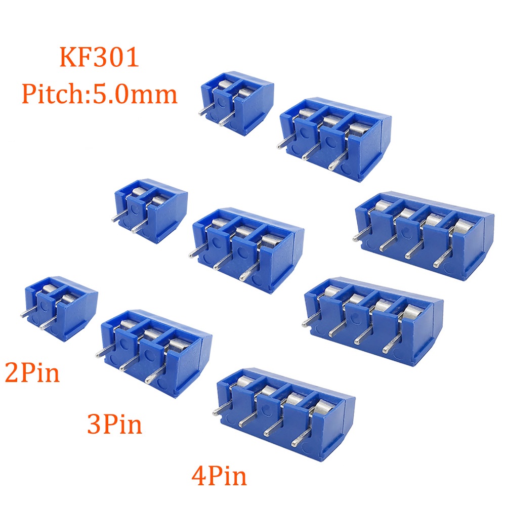 10Pcs KF301 2P 3P 5mm Screw Wire Terminal Block KF301-2P KF301-3P Pitch 5.0mm Straight Pin ...