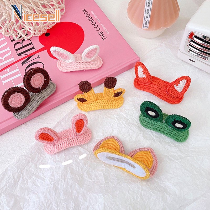 Cute Knitted Side Clips Cartoon Animals Hair Pin Girls Sweet Hair Clip ...