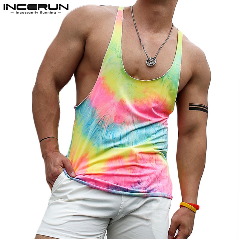 INCERUN Men's Fashion Tie Dyed Sleeveless Tank Top | Shopee Philippines