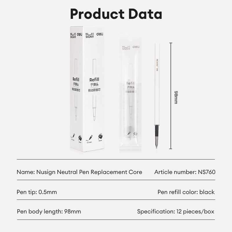 Deli Gel Pen Refills 0.5mm Black 1 Pcs NS780 NS760 | Shopee Philippines