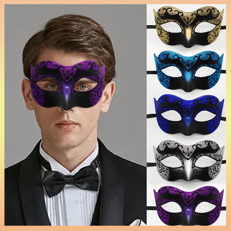 Retro Painted Beauty Half Face Mask Jazz Prince Mask Halloween Party ...