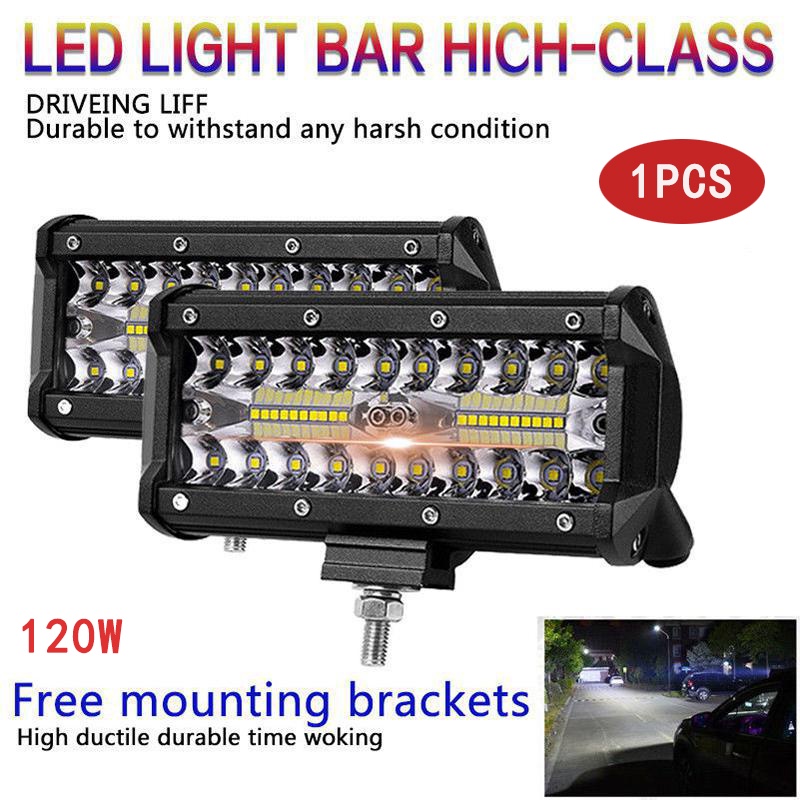 120W Truck Offroad Spotlight LED Bar Spot Flood Combo 7 Inch LED Work ...