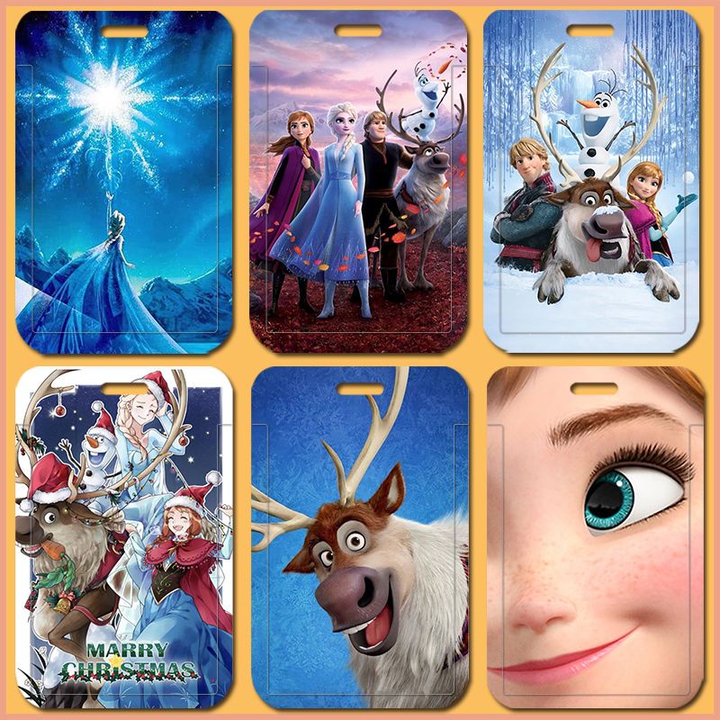 Anime Cartoon Disney Frozen DIY Name Card Student School ID Card Holder ...